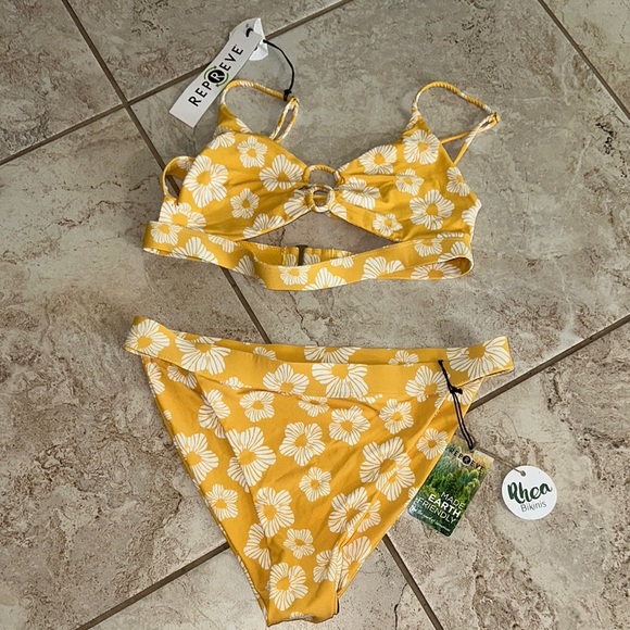 Rhea Costa | Swim | Rhea Yellow Floral Bikini Set | Poshmark